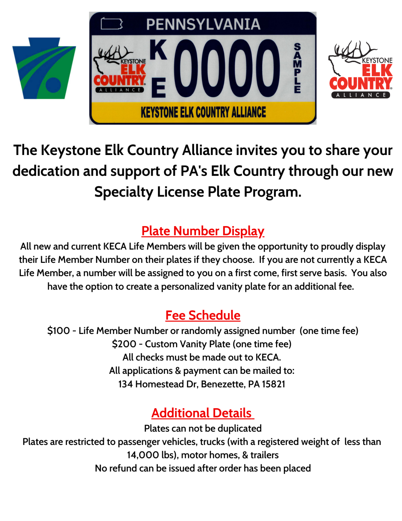 KECA License Plate | Keystone Elk Country Alliance