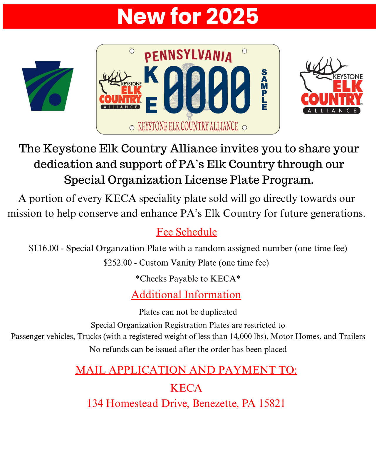 KECA License Plate | Keystone Elk Country Alliance